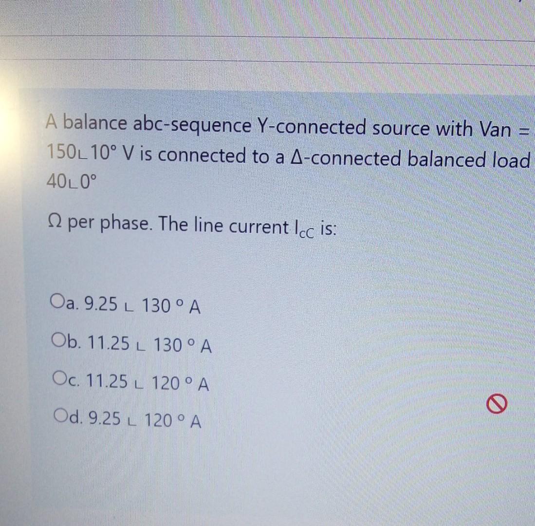 Solved A balance abc-sequence Y-connected source with Van = | Chegg.com