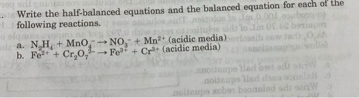 Solved 199 edilmu -.Write the half-balanced equations and | Chegg.com