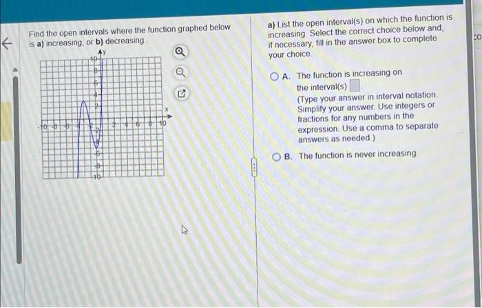 Solved ← Find the open intervals where the function graphed | Chegg.com