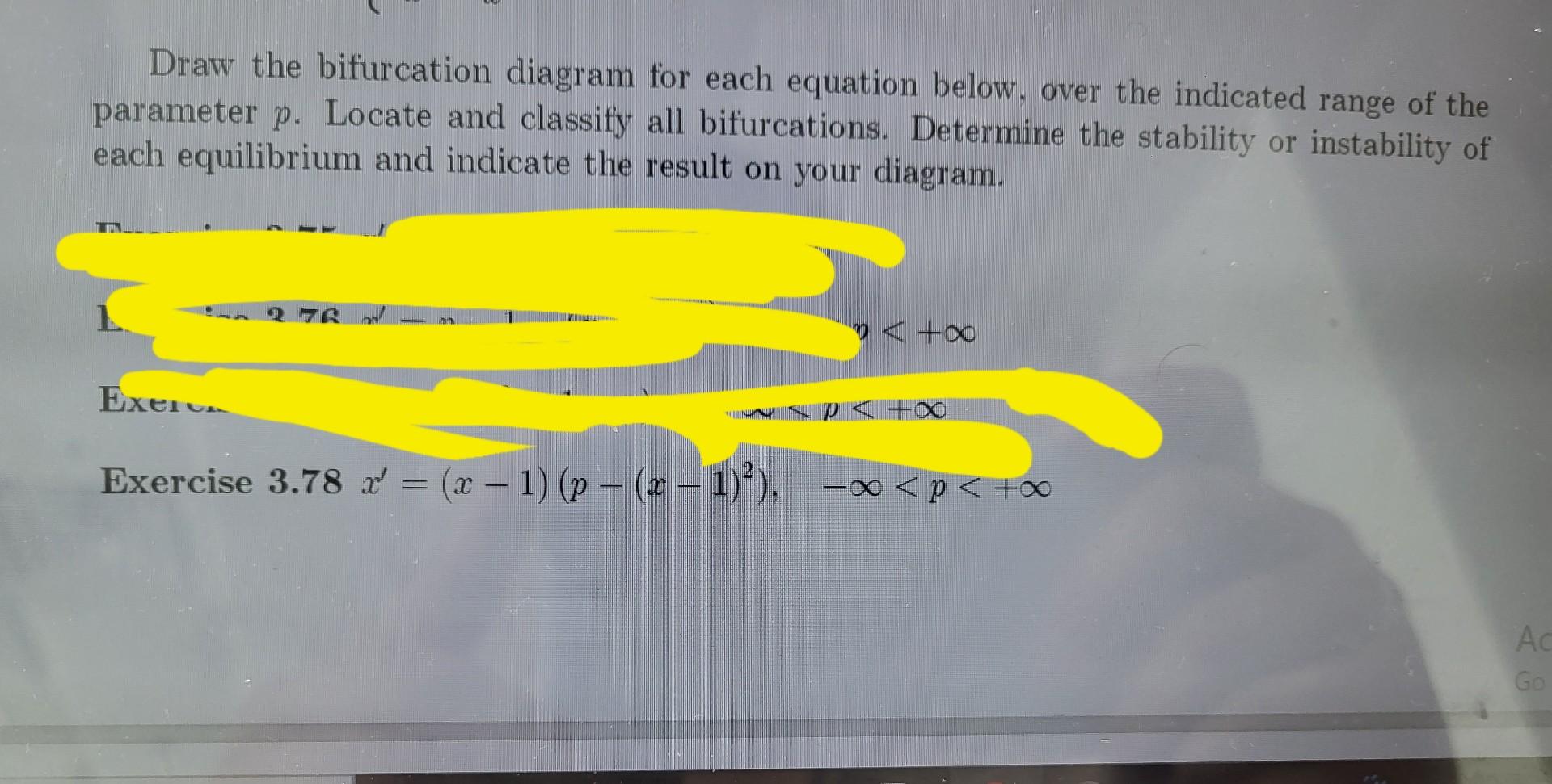 Solved Draw the bifurcation diagram for each equation below, | Chegg.com