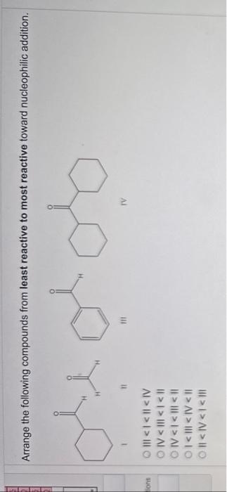 Solved Arrange the following compounds from least reactive | Chegg.com