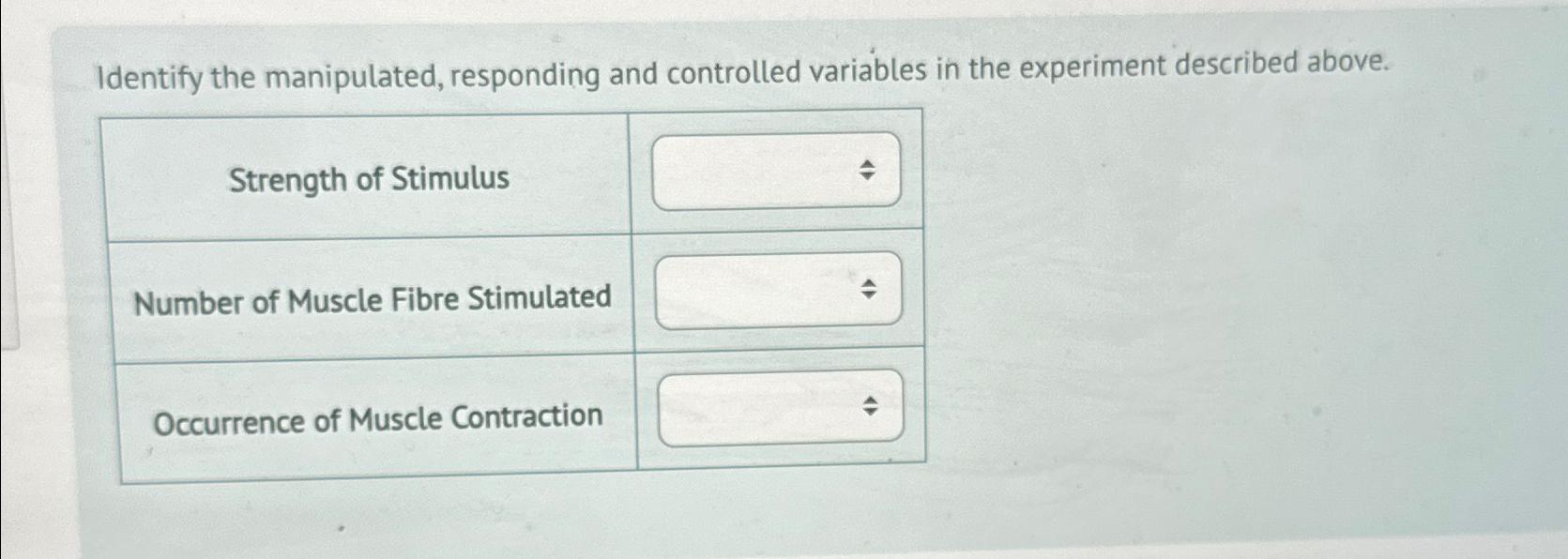 Solved Identify the manipulated, responding and controlled | Chegg.com