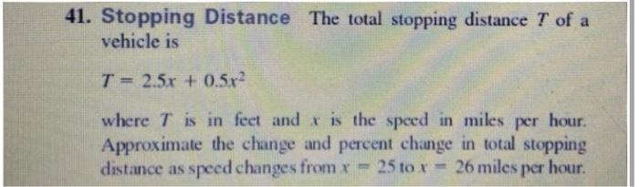 Solved 1. Stopping Distance The total stopping distance T of | Chegg.com