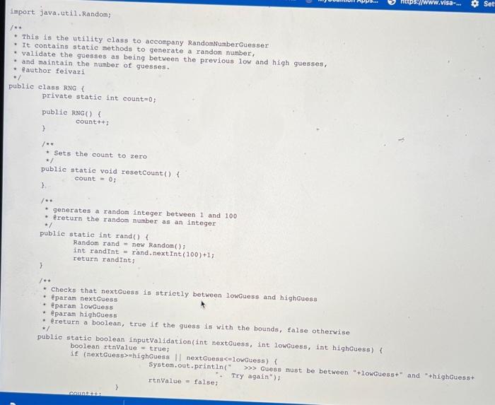 Solved need the java code of RandomNumberGuesser.java and | Chegg.com