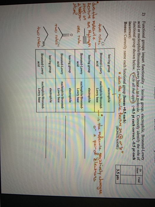 Solved Dr Shaw Final 2) Functional groups impart | Chegg.com
