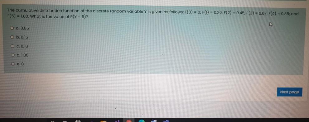 Solved The cumulative distribution function of the discrete | Chegg.com