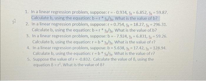 Solved 1. In a linear regression problem, suppose: | Chegg.com