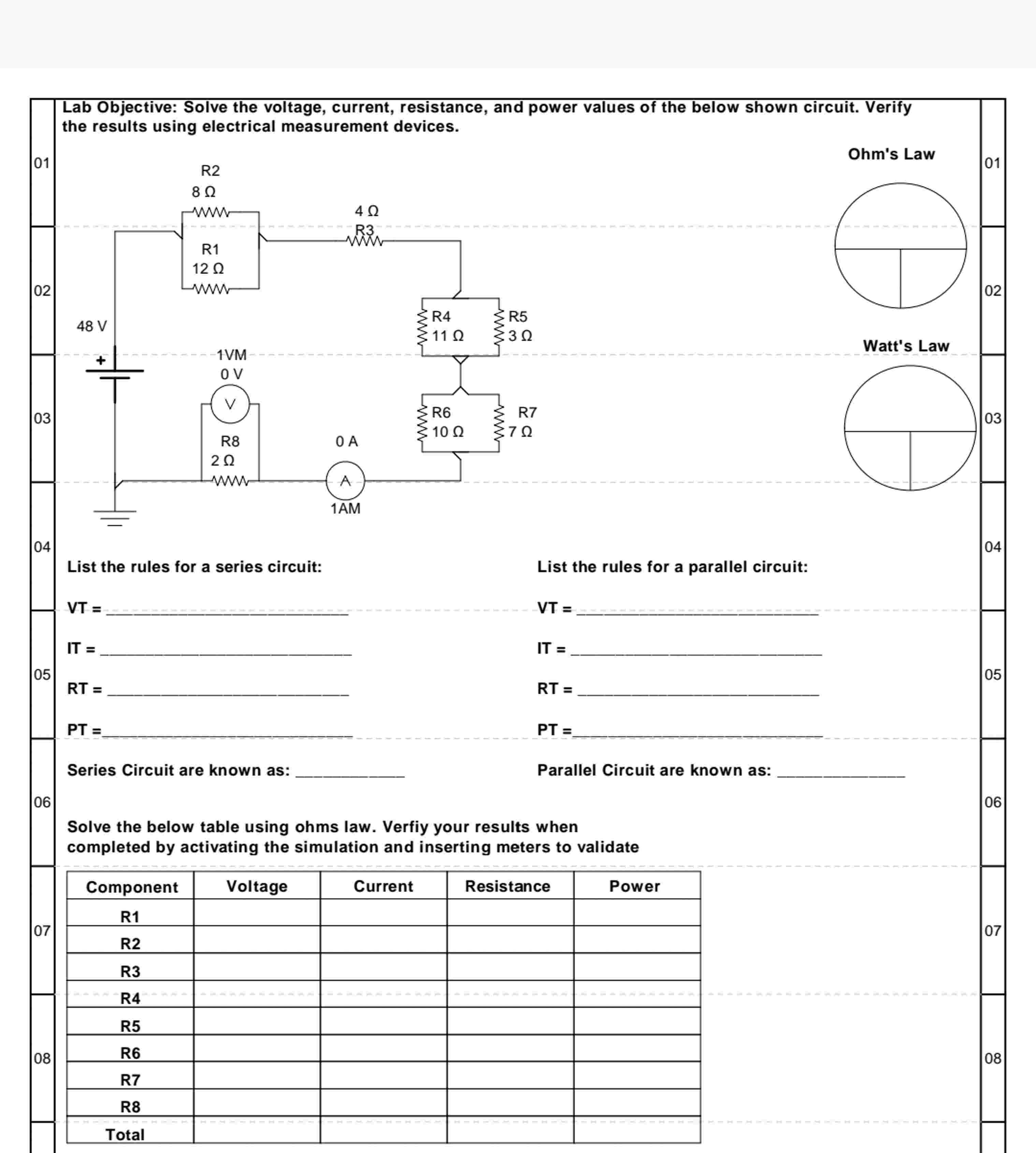 Solved Lab Objective: Solve the voltage, current, | Chegg.com