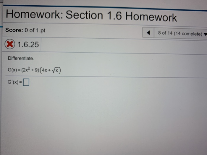 Solved Homework Section 1 6 Homework Score 0 Of 1 Pt 8 Of