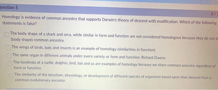 Solved Evidence for microevolution does not include: | Chegg.com