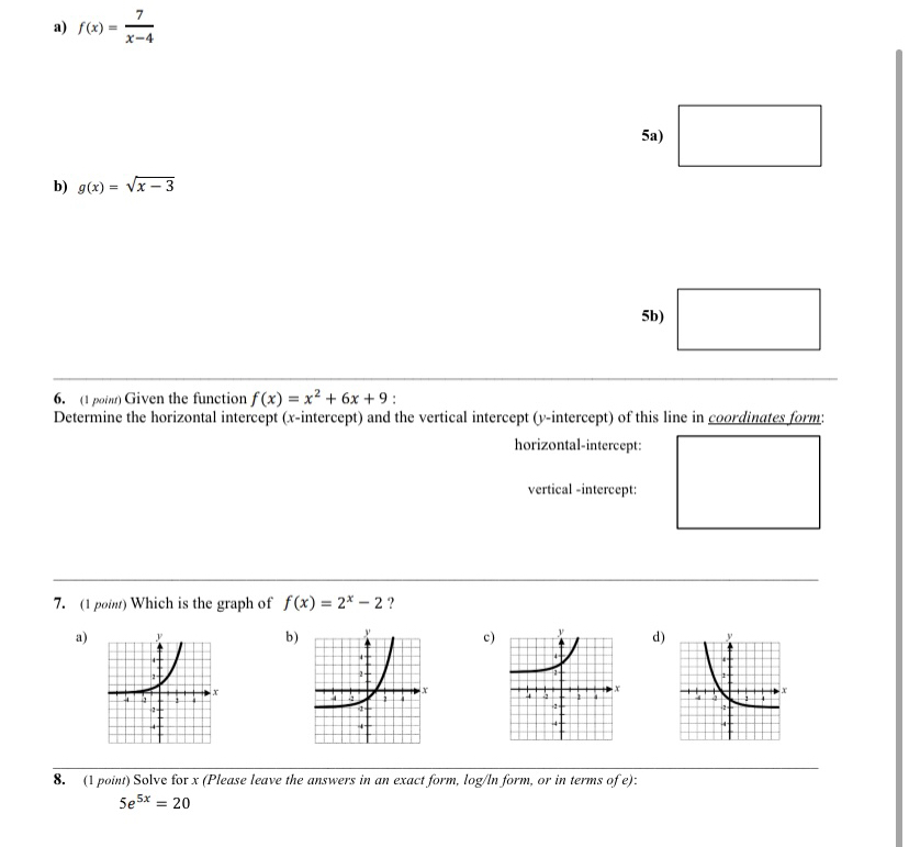 Solved For questions 5A and 5B please find the domain. | Chegg.com