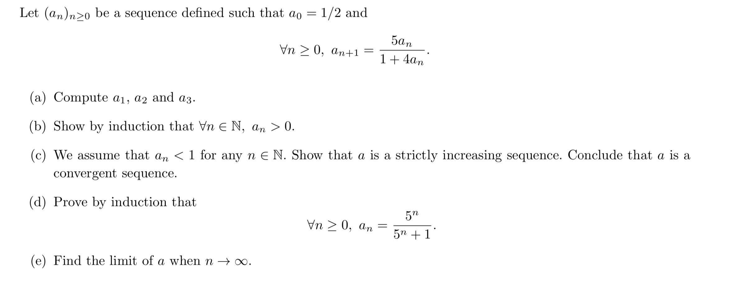 Solved Let (an)n≥0 ﻿be a sequence defined such that a0=12 | Chegg.com