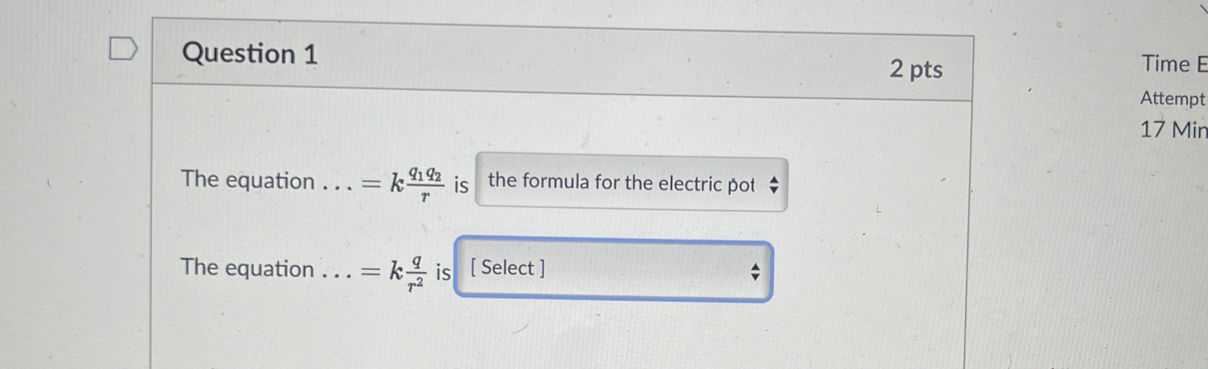Solved Question 1The equation dots=kq1q2r ﻿iThe equation | Chegg.com