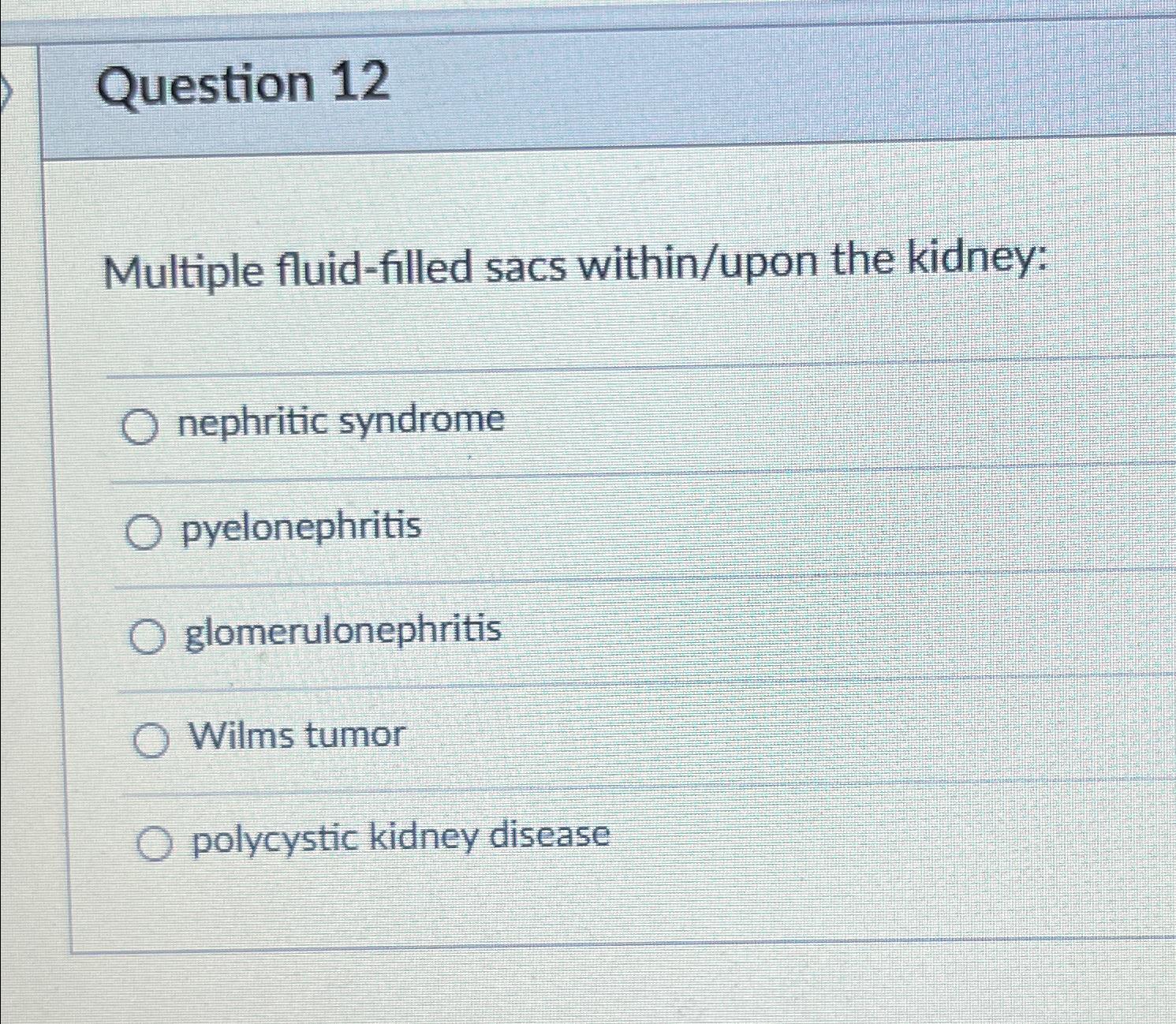 Solved Question 12Multiple fluid-filled sacs within/upon the | Chegg.com