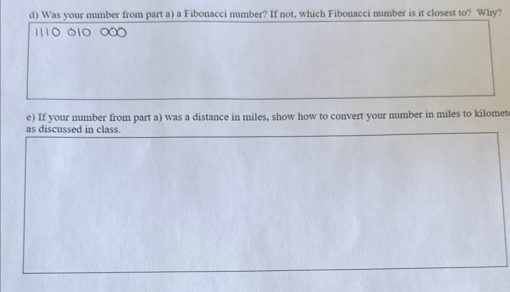 Solved d) ﻿Was your number from part a) ﻿a Fibonacci number? | Chegg.com