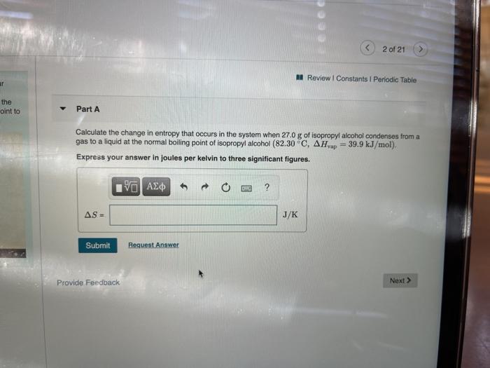 Solved 2 of 21 Review Constants 1 Periodic Table ar the oint | Chegg.com