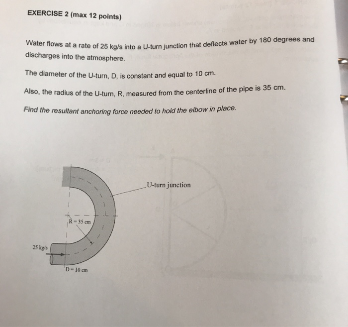 Solved EXERCISE 2 (max 12 points) Water flows at a rate of | Chegg.com