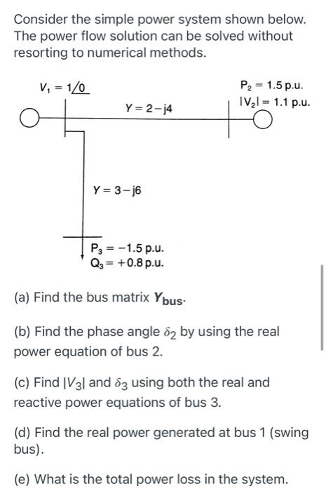 Solved Consider the simple power system shown below. The | Chegg.com