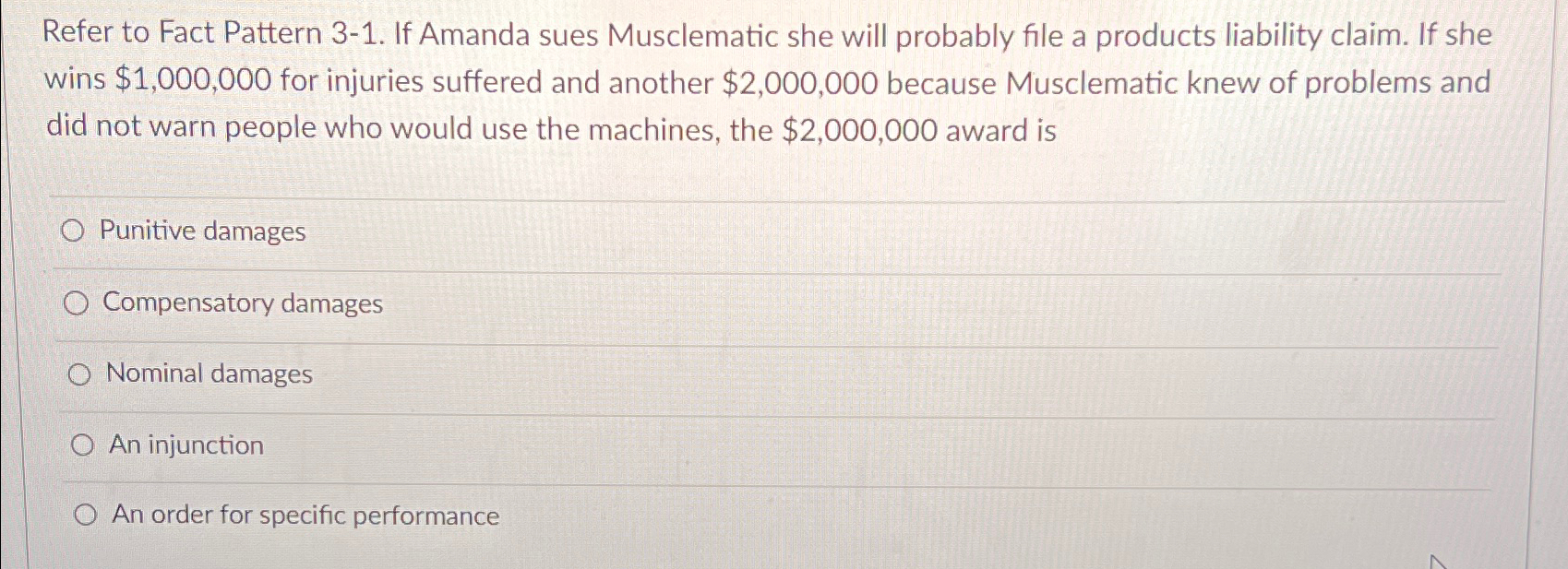 Solved Refer to Fact Pattern 3-1. ﻿If Amanda sues | Chegg.com