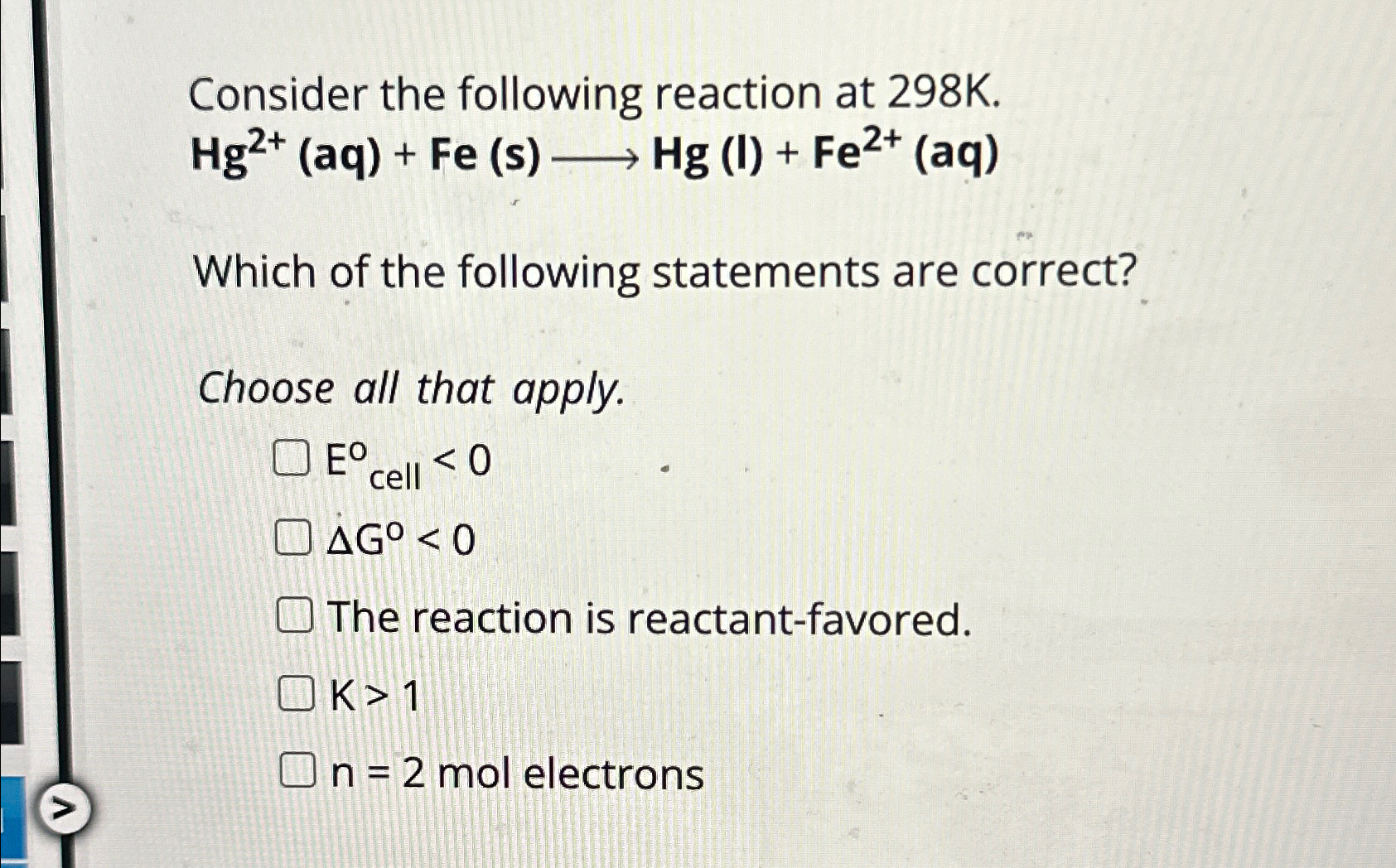 Solved Consider the following reaction at | Chegg.com