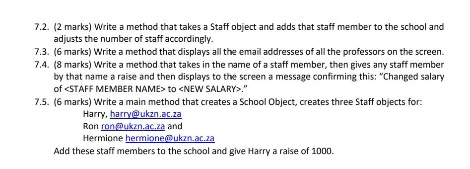 Solved The School class is used to represent all the members | Chegg.com