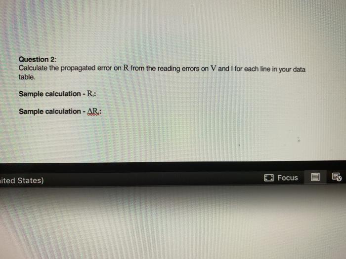 Solved Question 2: Calculate the propagated error on R from | Chegg.com