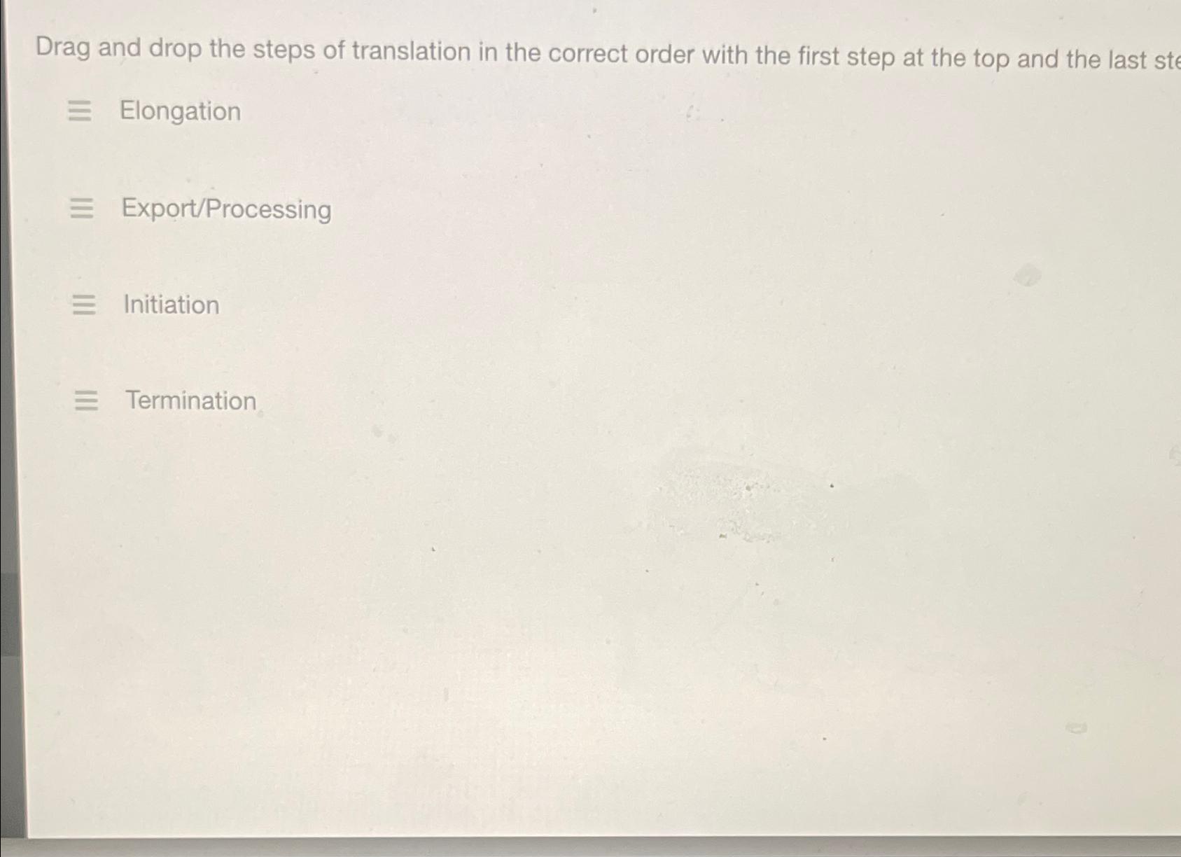 Solved Drag and drop the steps of translation in the correct | Chegg.com