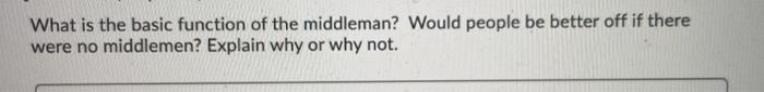 Solved What is the basic function of the middleman? Would | Chegg.com