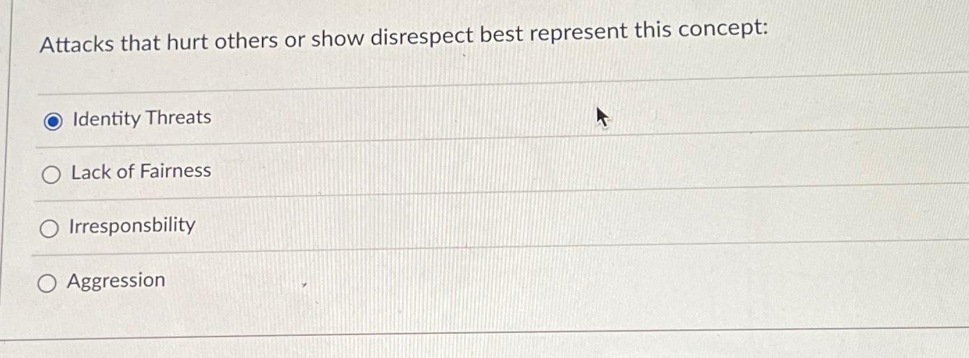 Solved Attacks that hurt others or show disrespect best | Chegg.com