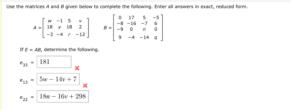 Solved Use the matrices A and B ﻿given below to complete the | Chegg.com