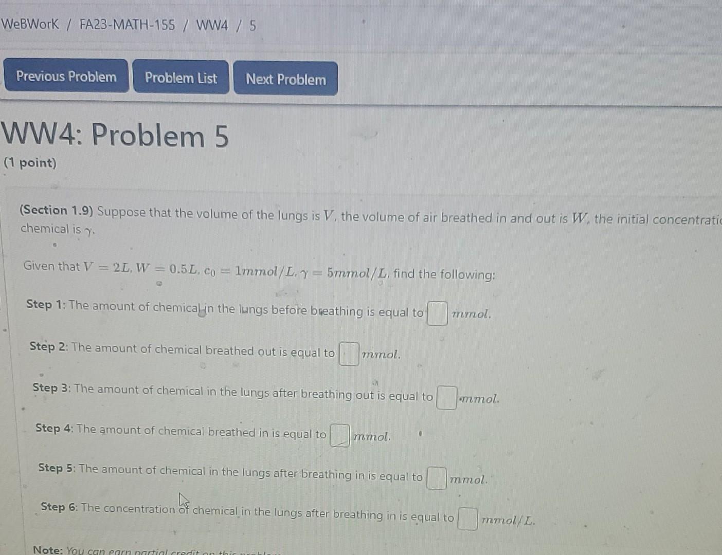 Solved WW4: Problem 5 (1 point) (Section 1.9) Suppose that | Chegg.com