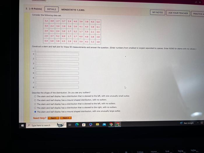 Consider the following data ie: A stem and lea plot | Chegg.com