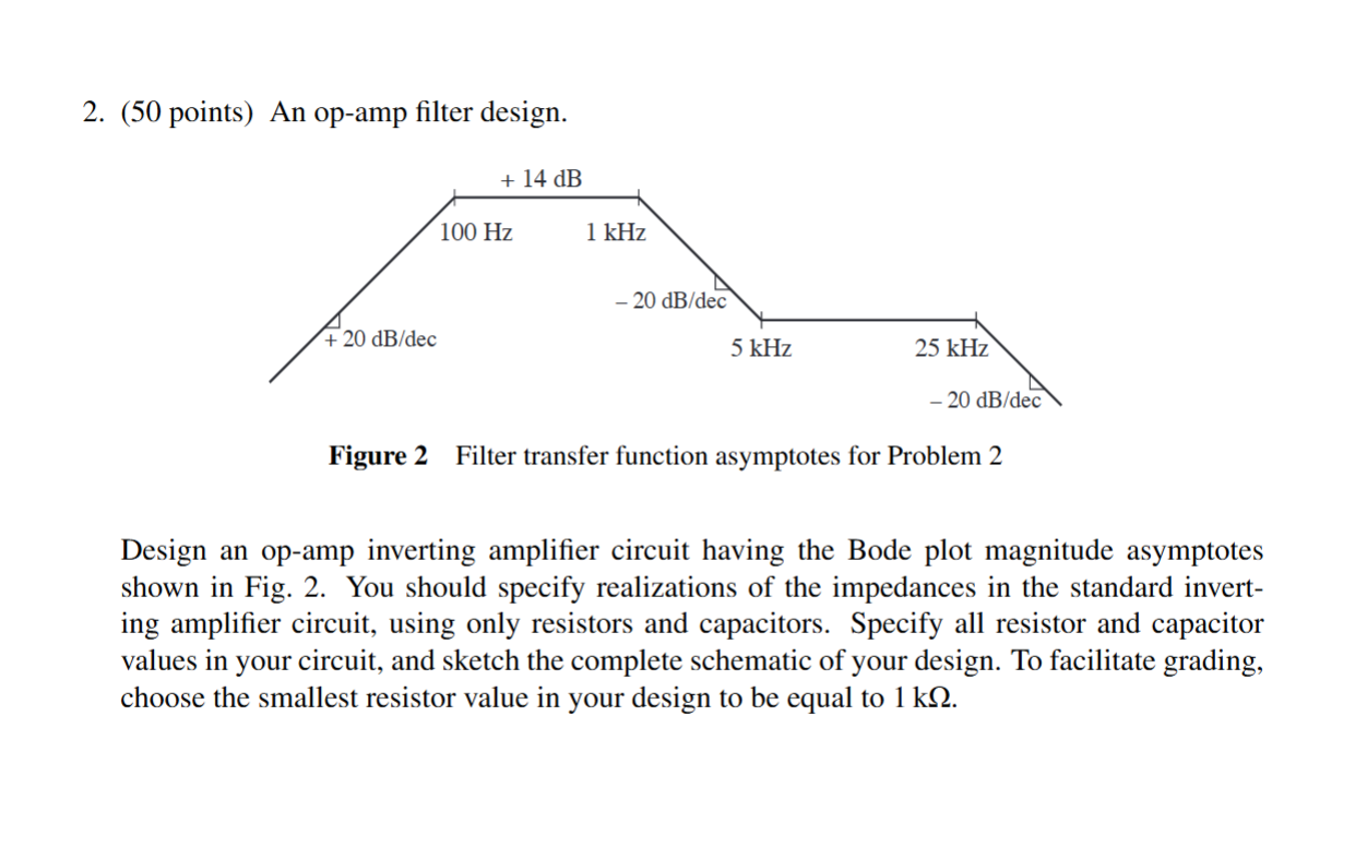 Solved 2. (50 ﻿points) ﻿An op-amp filter design.Figure 2 | Chegg.com