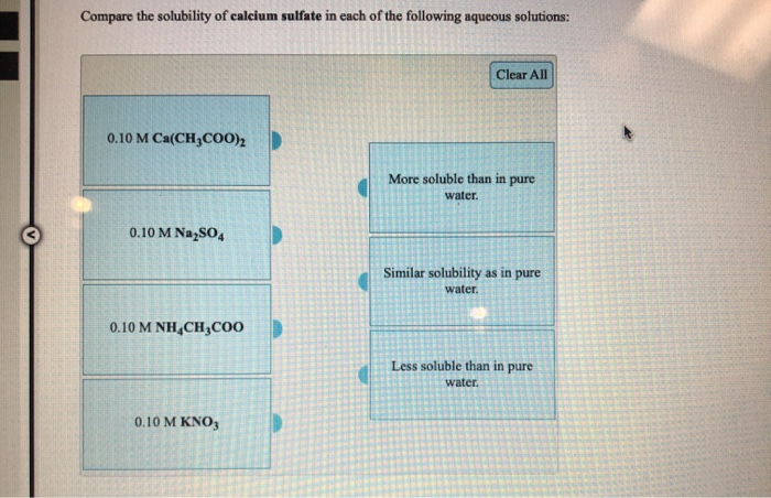 Solved Compare the solubility of calcium sulfate in each of | Chegg.com