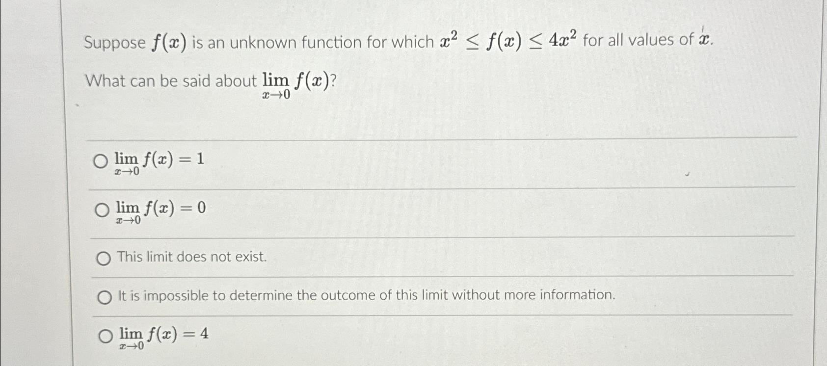 Solved Suppose f(x) ﻿is an unknown function for which | Chegg.com