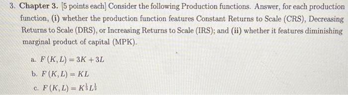 Solved 3. Chapter 3. [5 points each] Consider the following | Chegg.com