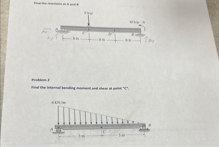 Solved Find the reactions at A and B Problem 2 Find the | Chegg.com
