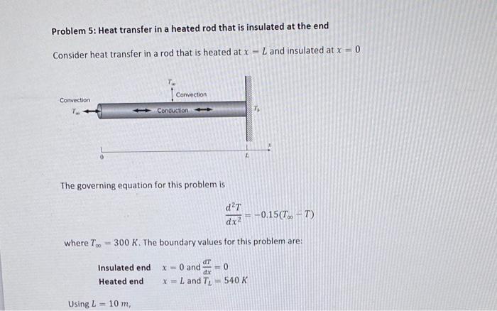 Solved Problem 5: Heat transfer in a heated rod that is | Chegg.com