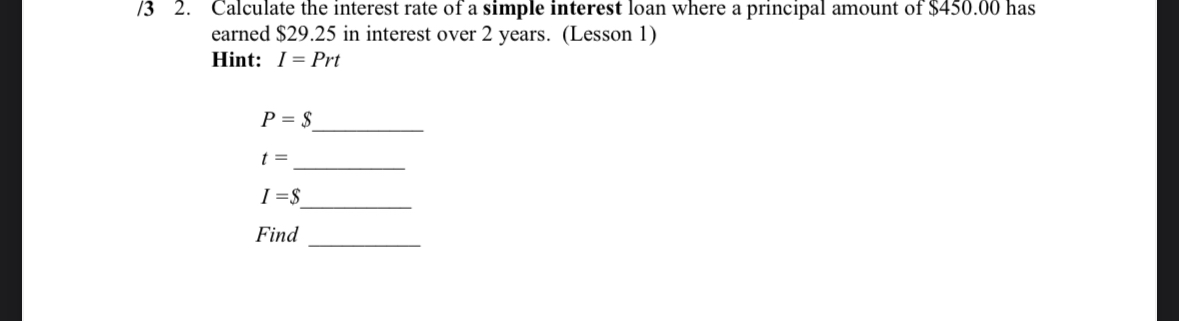 Solved /3 2. ﻿Calculate the interest rate of a simple | Chegg.com