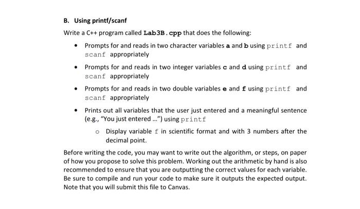 Solved B Using Printf Scanf Write A C Program Called