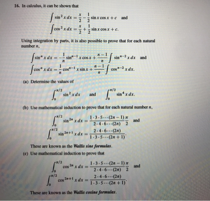 Solved 16. In calculus, it can be shown that sin NIK sin x | Chegg.com