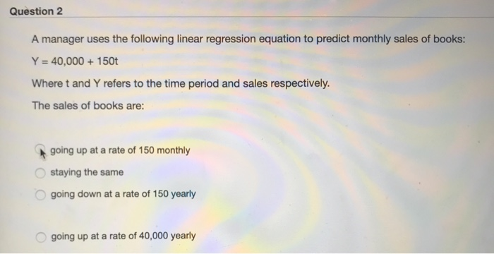 Solved Question 2 A manager uses the following linear | Chegg.com