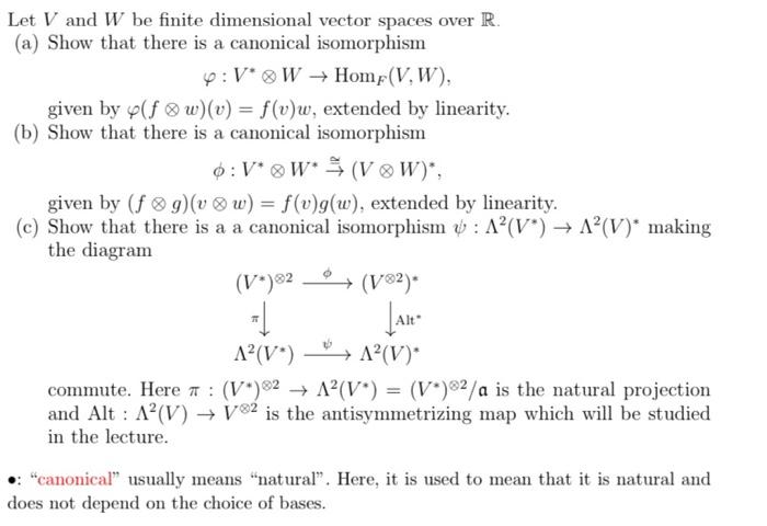 Solved Let V and W be finite dimensional vector spaces over | Chegg.com