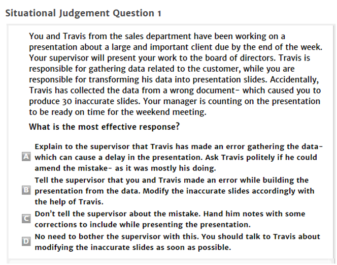 Solved Situational Judgement Question 1You and Travis from | Chegg.com