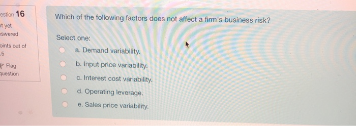 Solved Which of the following factors does not affect a | Chegg.com