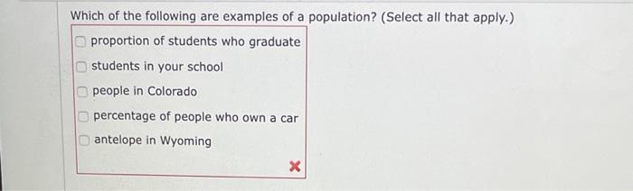 Solved Which of the following are examples of a population? | Chegg.com