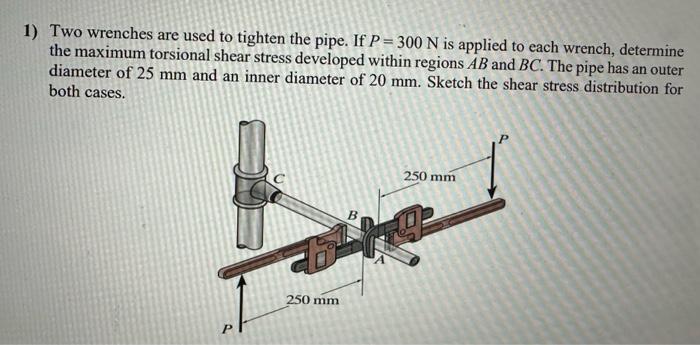 Solved 1) Two wrenches are used to tighten the pipe. If | Chegg.com Solved 1) Two wrenches are used to tighten the pipe. If | Chegg.com