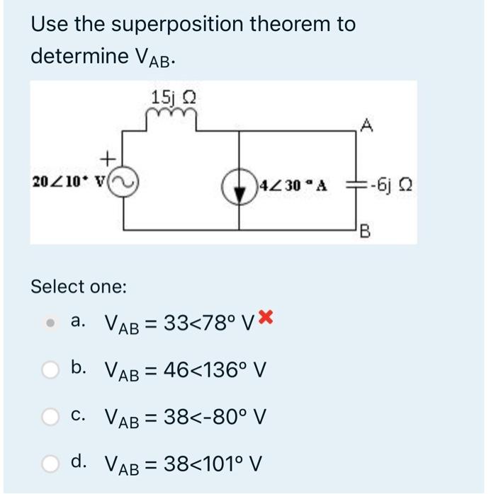 Solved Use the superposition theorem to determine VAB 15j 2 | Chegg.com