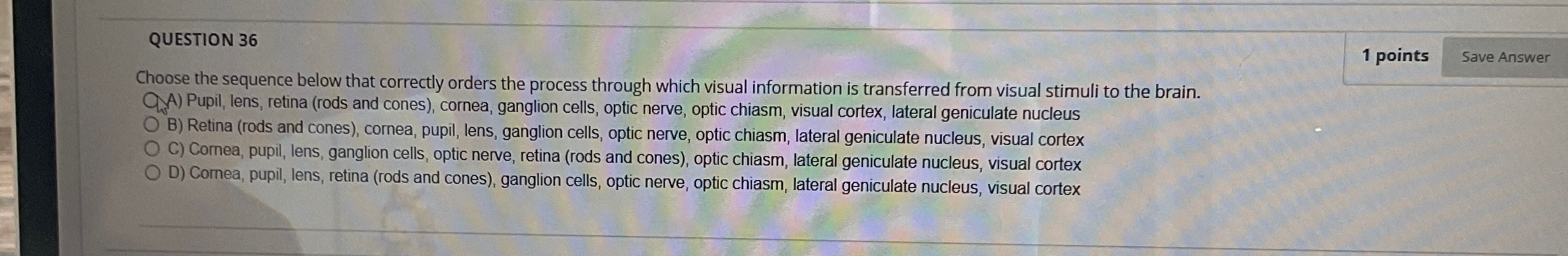 Solved QUESTION 361 ﻿pointsChoose the sequence below that | Chegg.com