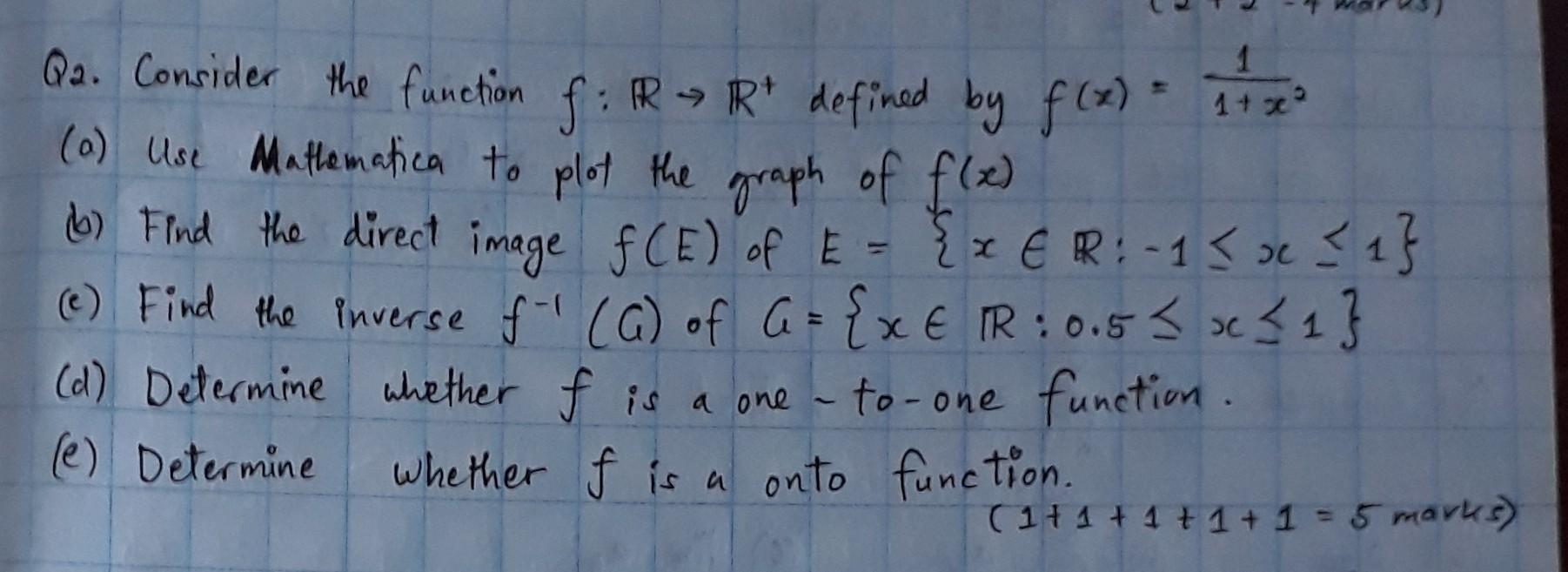 Solved Q2. Consider the function f:R→R+defined by f(x)=1+x21 | Chegg.com